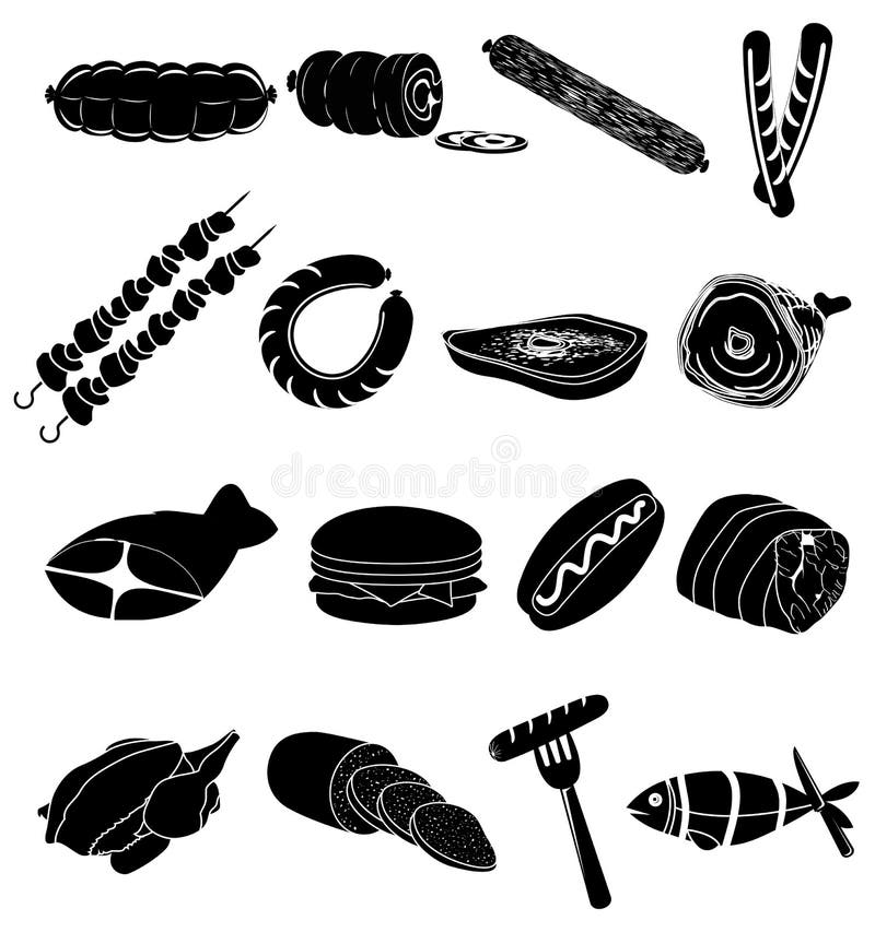 Meat food icons set stock vector. Illustration of meat - 45146360