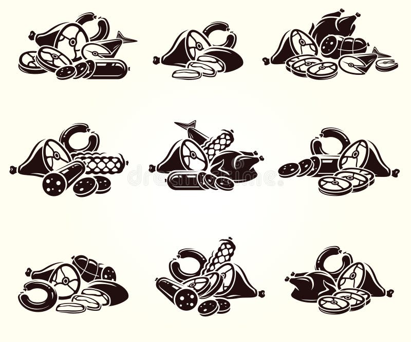 Meat Food Labels and Elements Set. Collection Icon Meat Food Stock ...