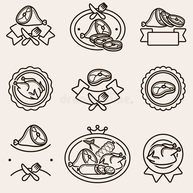 Meat Food Labels and Elements Set. Collection Icon Meat Food Stock ...