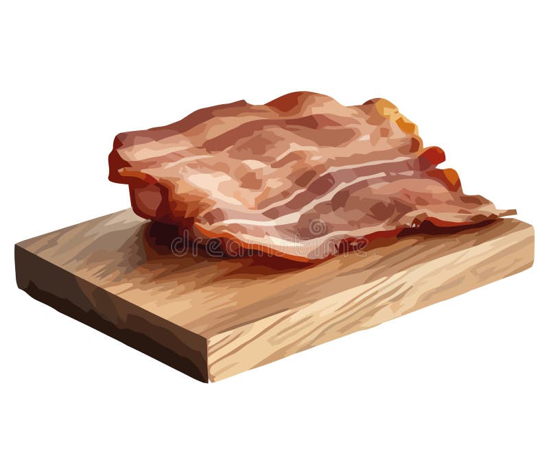 Meat Food on Rustic Wooden Plate Stock Vector - Illustration of kitchen ...