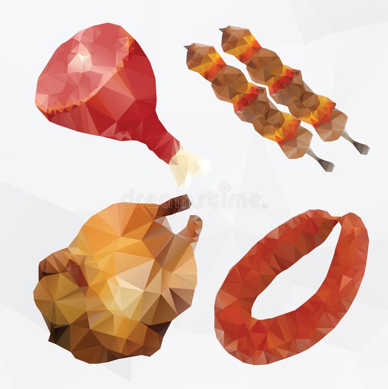 Meat food set stock vector. Illustration of dinner, barbecue - 43880277