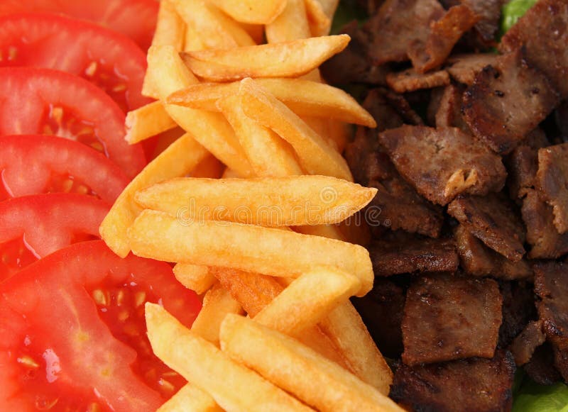Meat and french fries stock photo. Image of restaurant - 23710116
