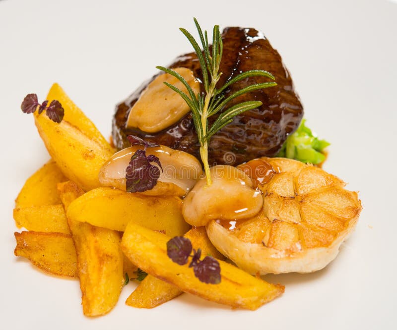 Meat with french fries stock image. Image of appetiser - 36580233