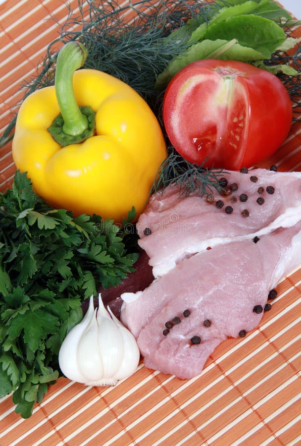 Meat and fresh vegetables stock photo. Image of colored - 14614902