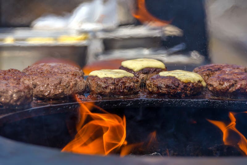 The Meat is Fried Over an Open Fire Stock Photo - Image of fried, dish ...