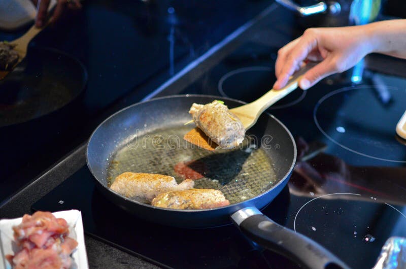 Meat frying stock photo. Image of stove, protein, eating - 53157418
