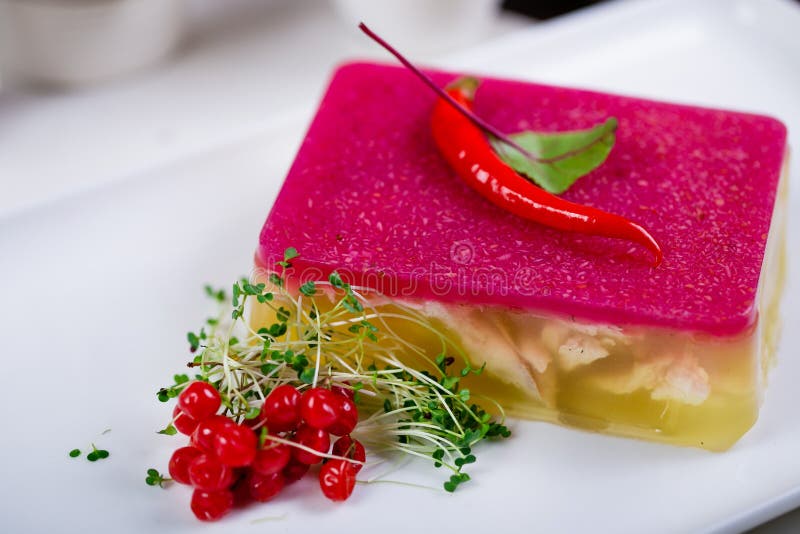 Meat Galantine with Vegetables, Beautiful Decoration Aspic for Festive ...
