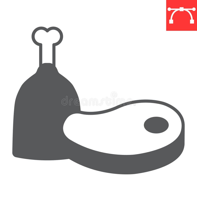 Meat glyph icon stock vector. Illustration of cooking - 302826615