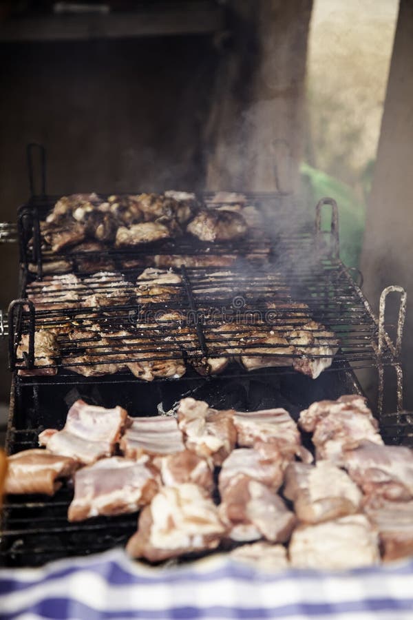 Meat on the gril stock image. Image of black, delicious - 134252993