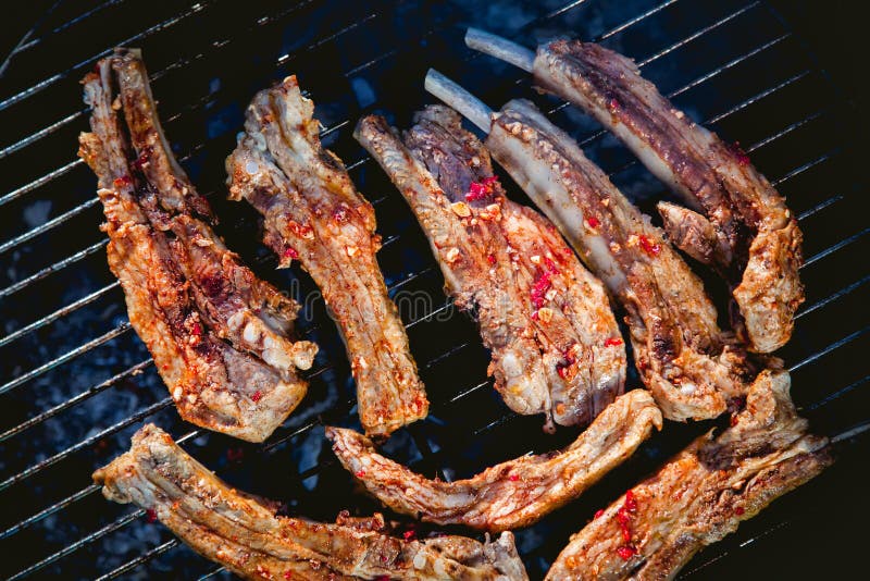 Meat Grill, Barbecue Menu, Pork Ribs Stock Image - Image of meat, foods ...