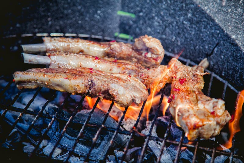 Meat Grill, Barbecue Menu, Pork Ribs Stock Image - Image of foods ...