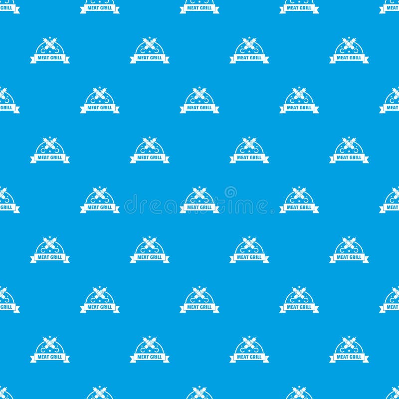 Meat Grill Pattern Vector Seamless Blue Stock Vector - Illustration of ...