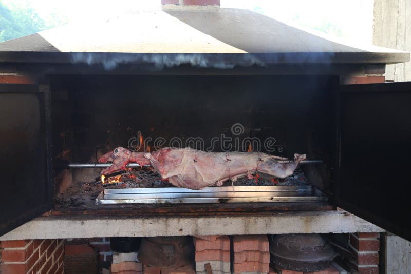 Meat is grilled stock image. Image of heat, goat, lamb - 91963453