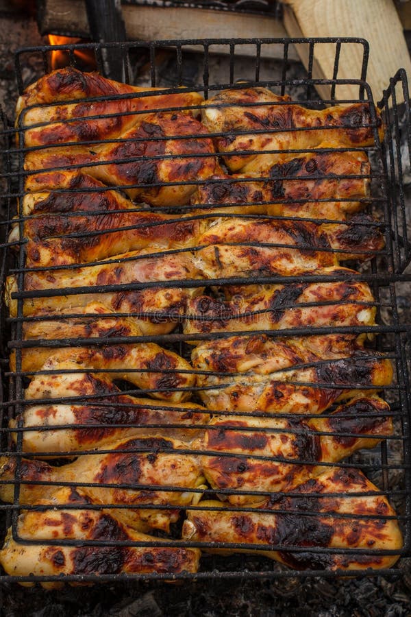 The Meat is Fried in a Grid on the Grill Stock Photo - Image of braai ...