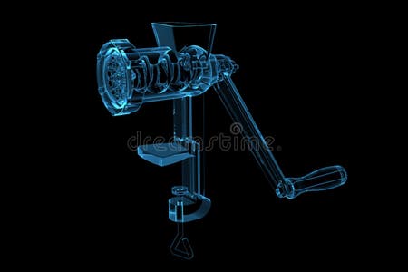 Meat grinder 3D X-Ray Blue stock illustration. Illustration of glowing ...