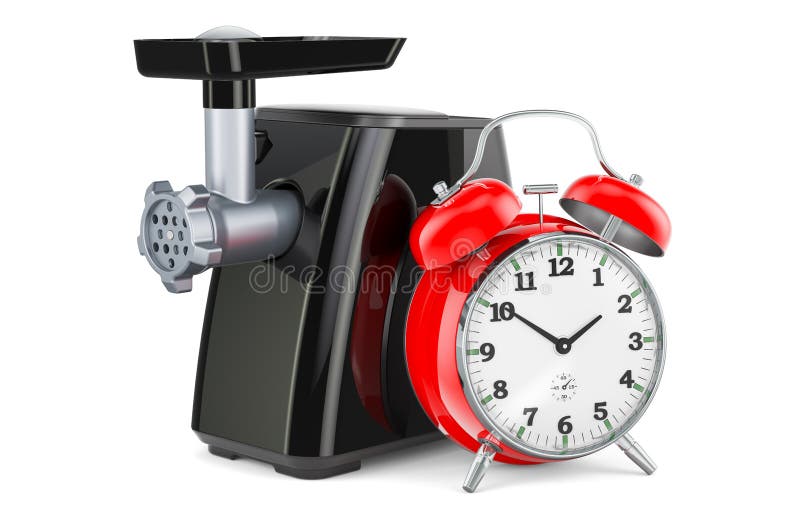 Meat Grinder with Alarm Clock, 3D Rendering Stock Illustration ...