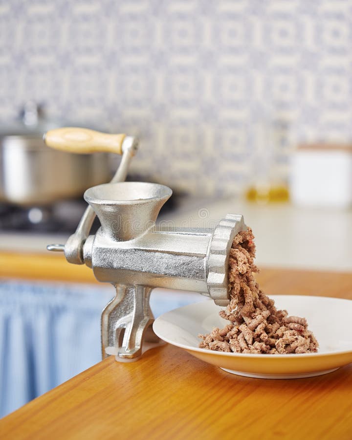 Meat Grinder in Domestic Kitchen Stock Image - Image of plate, minced ...