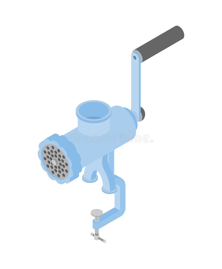 Metal Mincing Machine with Beef Meat Molding into Sausage Vector ...