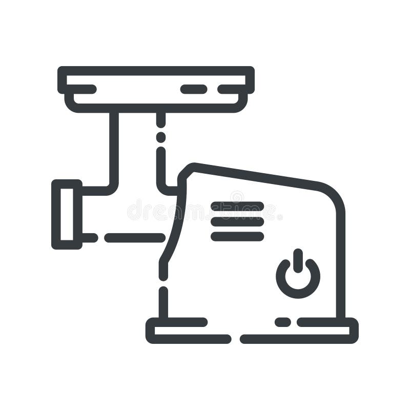 Meat Grinder Vector Line Icon Isolated on White Transparent Background ...