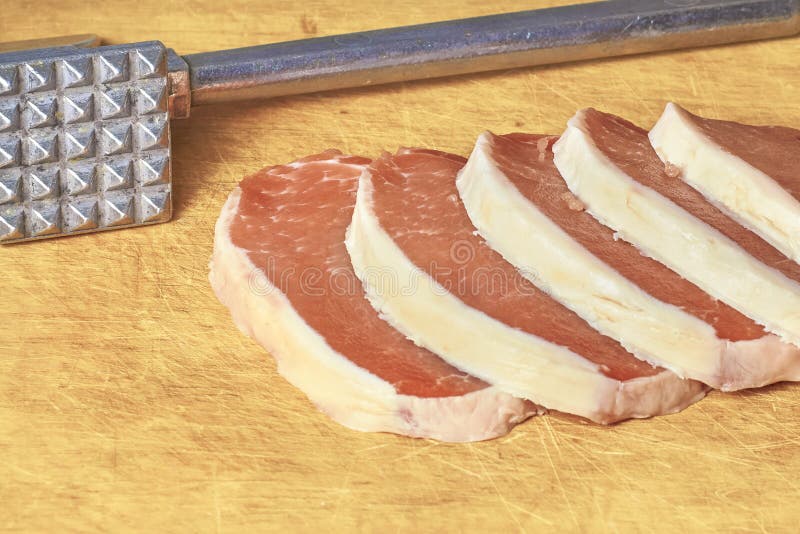 Meat and Hammer for Beating Stock Image - Image of piece, hammer: 127922081