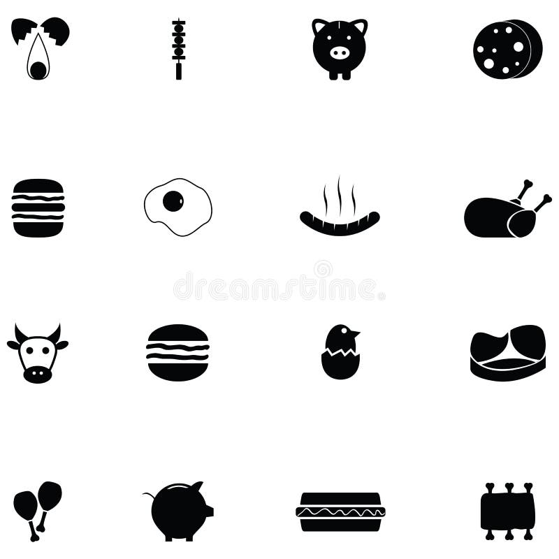 Meat icon set stock vector. Illustration of beef, lunch - 120568537
