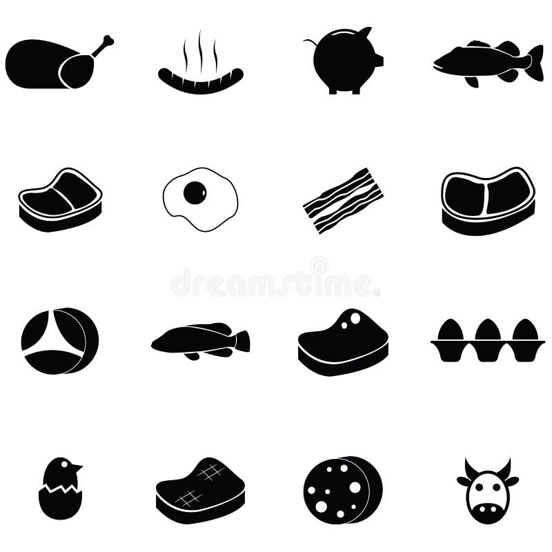 Meat icon set stock vector. Illustration of food, icon - 120568486