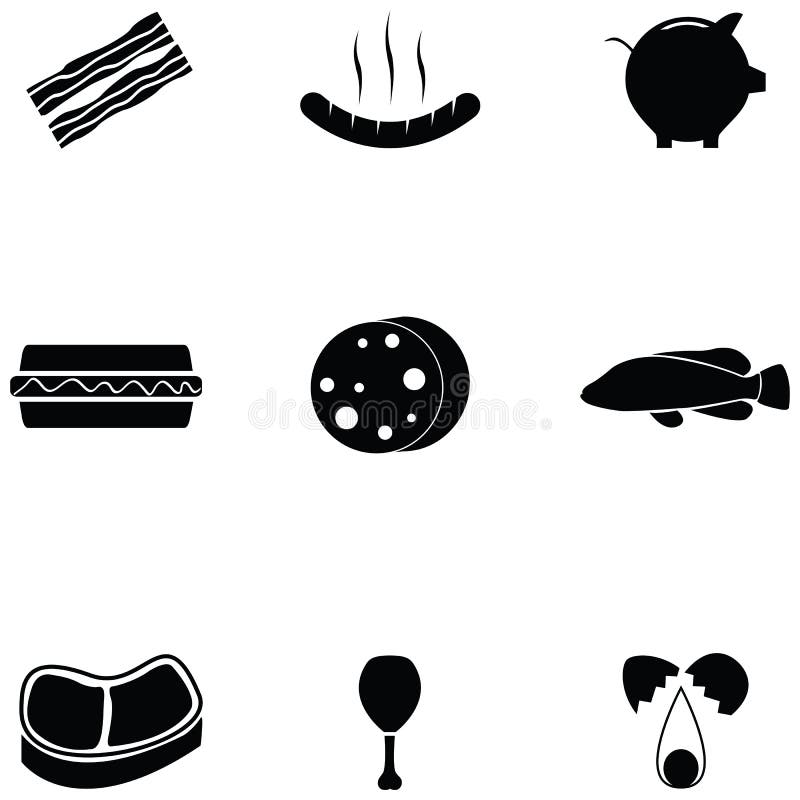 Meat icon set stock vector. Illustration of cooking - 120568519