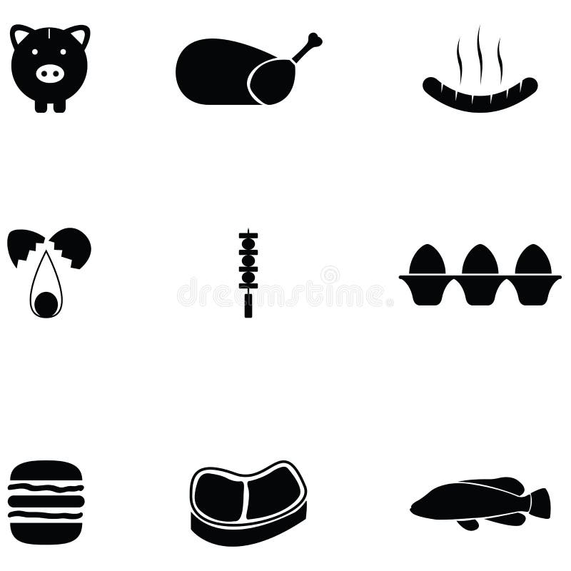 Meat icon set stock vector. Illustration of steak, protein - 120568534