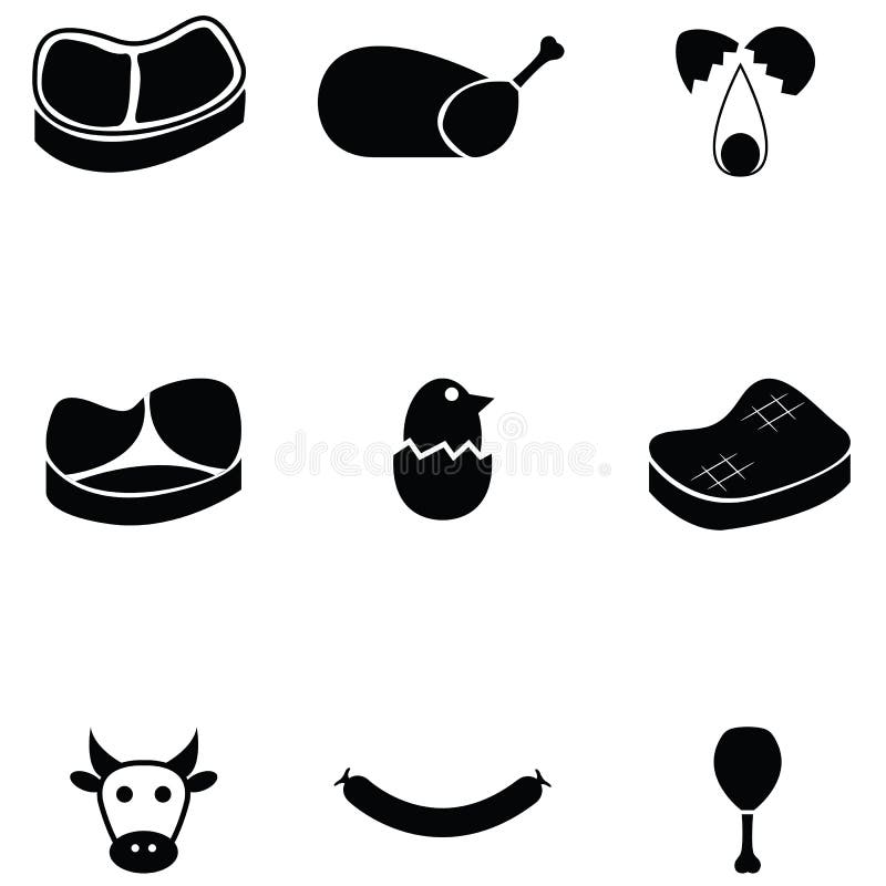 Meat icon set stock vector. Illustration of meat, steak - 120568578