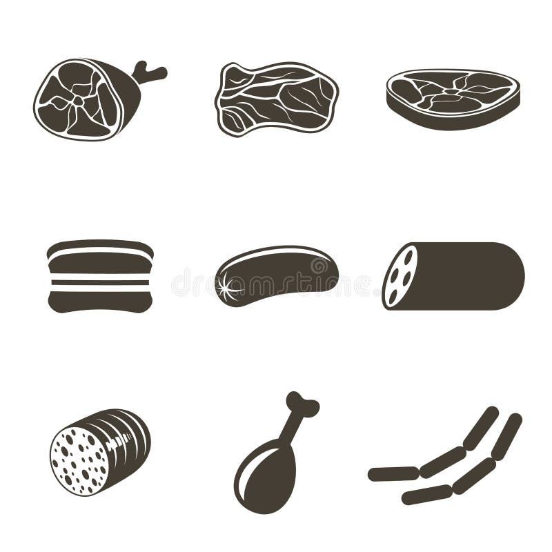 Meat icons stock vector. Illustration of dinner, isolated - 74992178