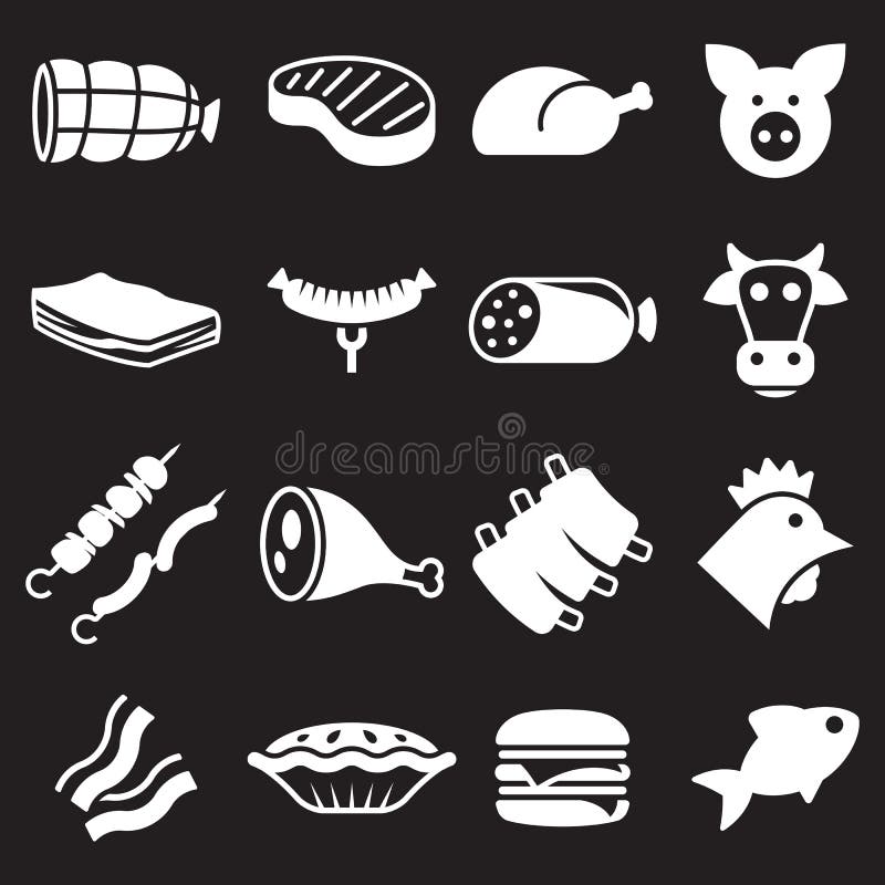 Meat icons set stock illustration. Illustration of poultry - 98702961