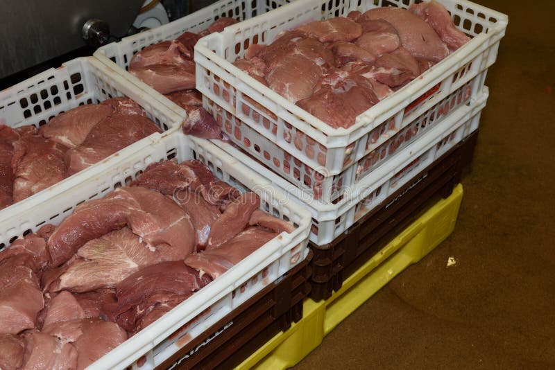 Meat Industry Processing Pork Editorial Stock Image - Image of boxes ...