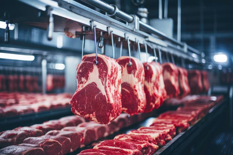 Meat Industry S Automated Production Line Stock Illustration ...