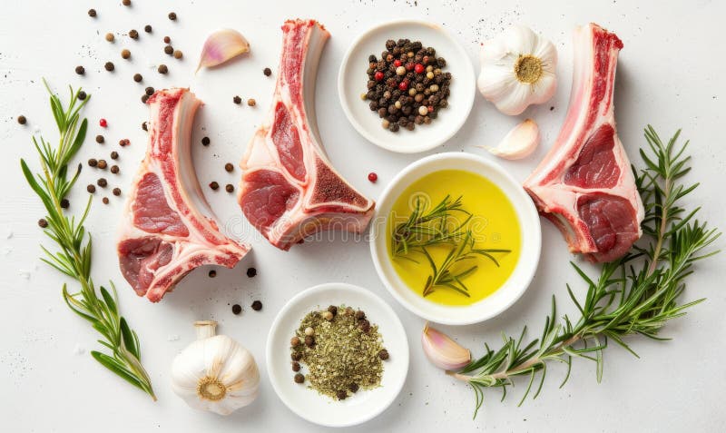 Meat Ingredients on a White Countertop, Lamb Shanks Stock Photo - Image ...