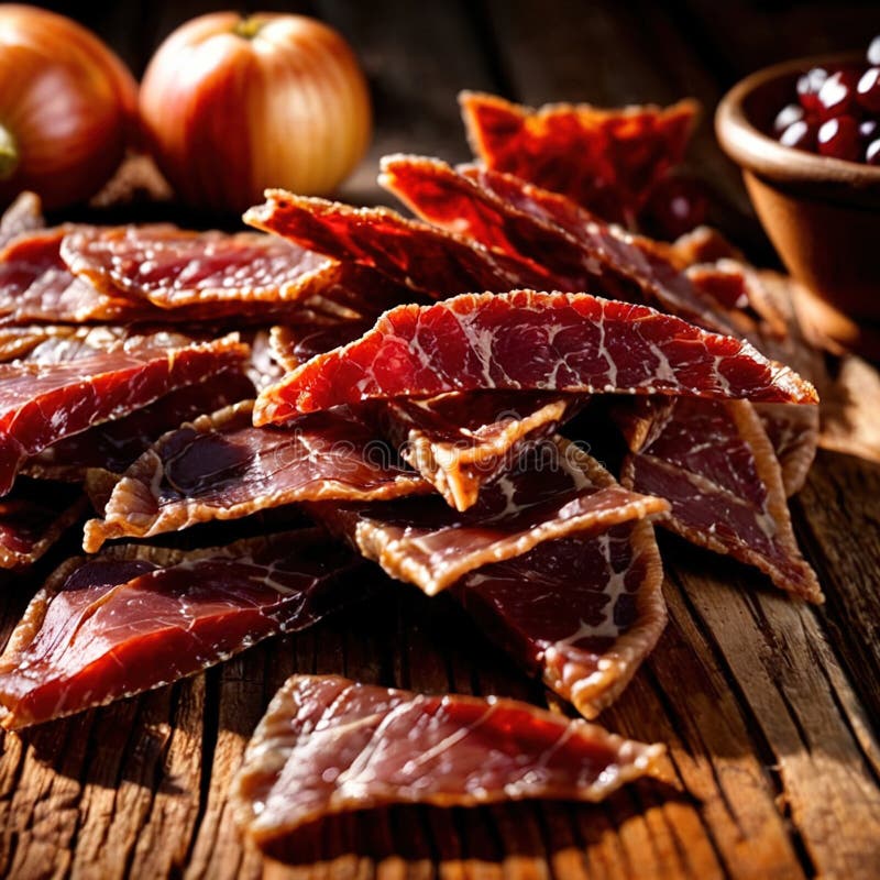 Meat Jerky Dried Cured Preserved Meat, Snack Stock Illustration ...