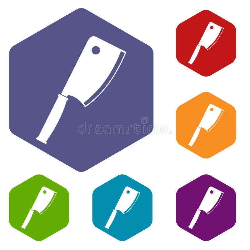 Meat Knife Icons Set Hexagon Stock Vector - Illustration of cutting ...