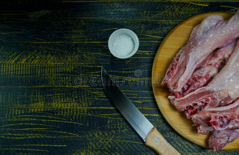 Meat, knife and salt stock photo. Image of meal, healthy - 213893066