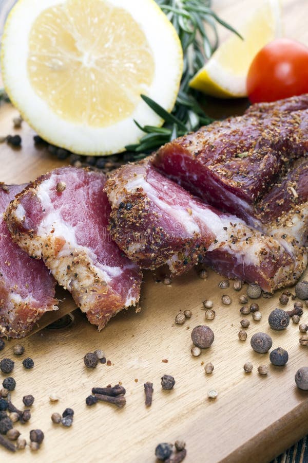 Meat with Lard Cut into Pieces Stock Image - Image of steak, beef ...