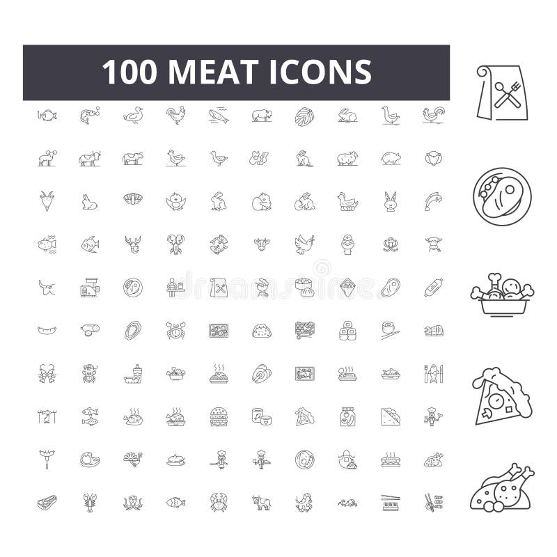 Meat Line Icons, Signs, Vector Set, Outline Illustration Concept Stock ...