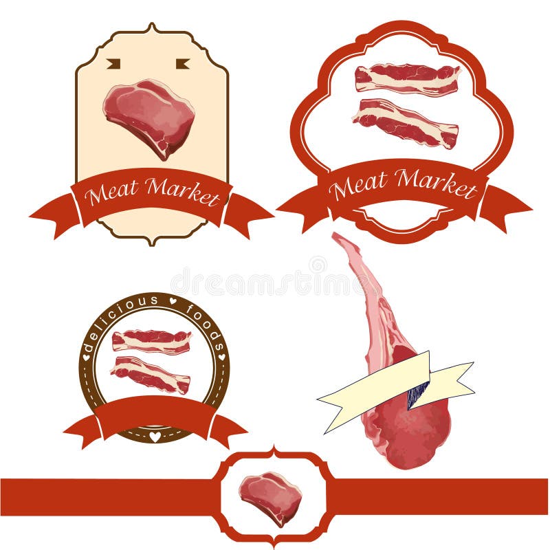 Meat Logos Set,vector Illustration Stock Vector - Illustration of beef ...