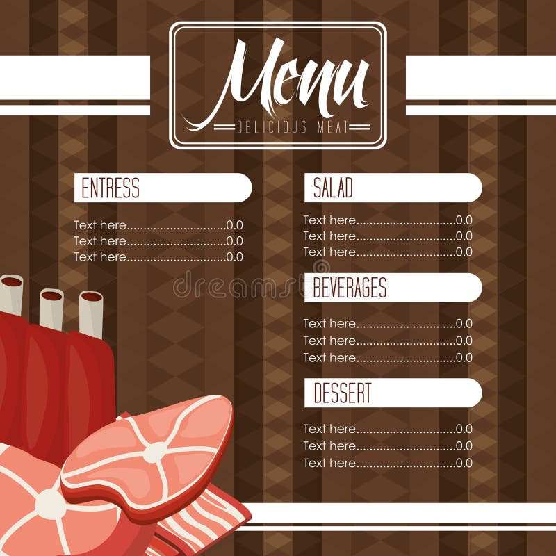 Meat menu stock vector. Illustration of fresh, icon, background - 59940031