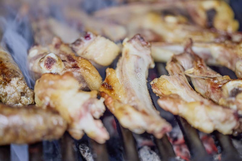 Meat mix on the grill stock image. Image of traditional - 317261943