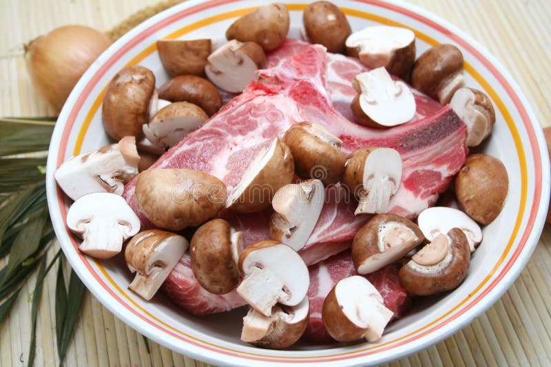 Meat and mushrooms stock photo. Image of fresh, meal, vitamins - 7589830