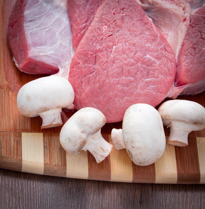 Meat and Mushrooms for Food Stock Image - Image of mushroom, product ...