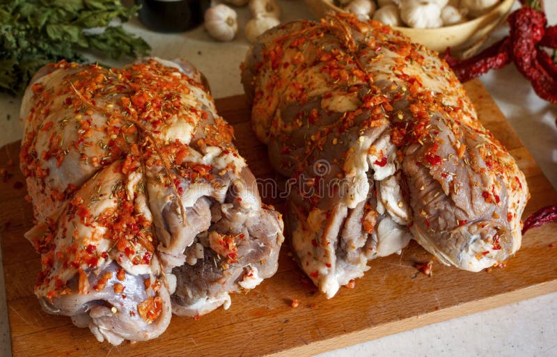 Meat mutton ham stock image. Image of garlic, meat, kitchen - 107861541