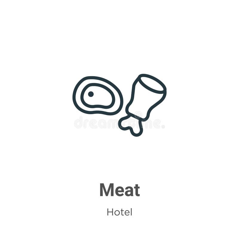 Meat Outline Linear Icons Vector Set Stock Vector - Illustration of ...