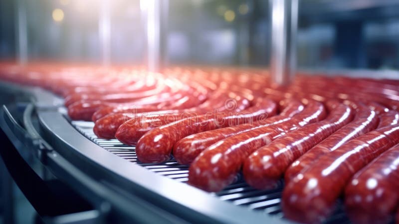 Meat-packing Plant Sausage Production, Conveyor Stock Image - Image of ...