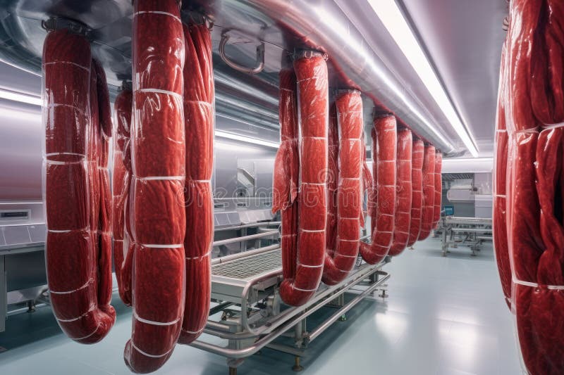Meat-packing Plant Sausage Production, Conveyor Stock Image - Image of ...