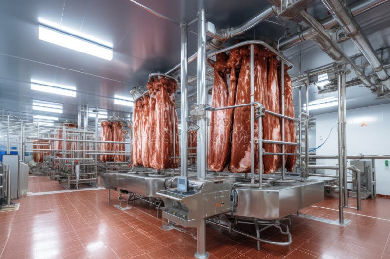 Meat-packing Plant Sausage Production, Conveyor Stock Photo - Image of ...