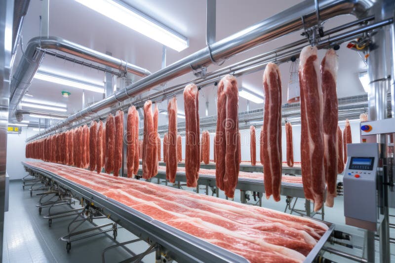 Meat-packing Plant Sausage Production, Conveyor Stock Image - Image of ...